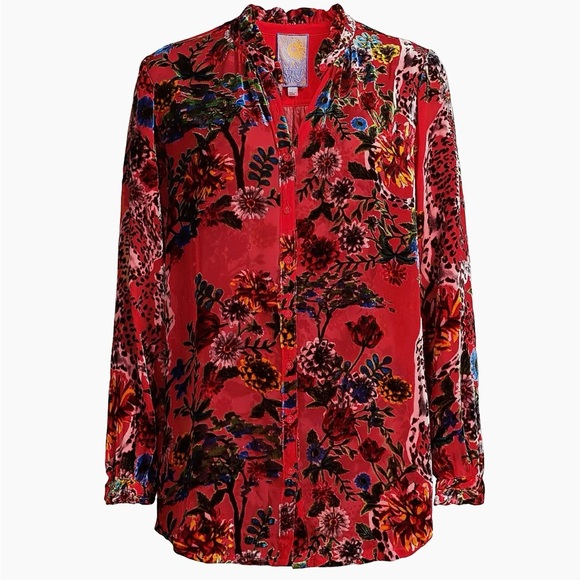 Johnny Was | Tops | Johnny Was Red Floral Button Down Shirt | Poshmark
